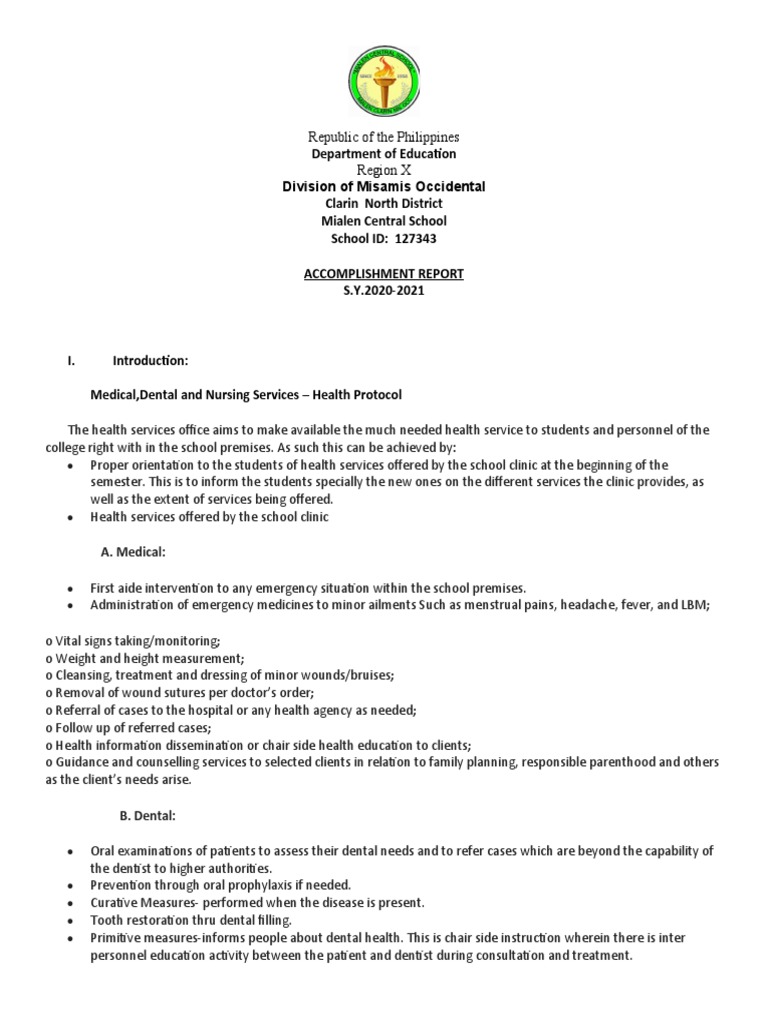 Accomplishment Report | PDF | Health Care | Patient