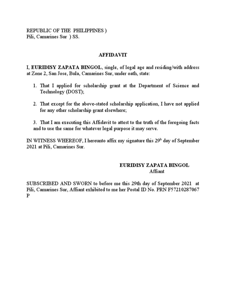 Affidavit of Mutilation | PDF | Affidavit | Document