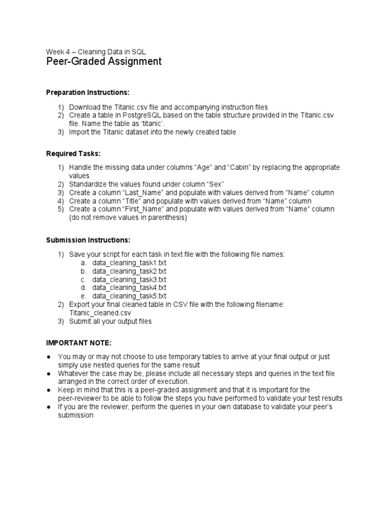 SQL Data Cleaning Assignment | PDF | Filename | Comma Separated Values
