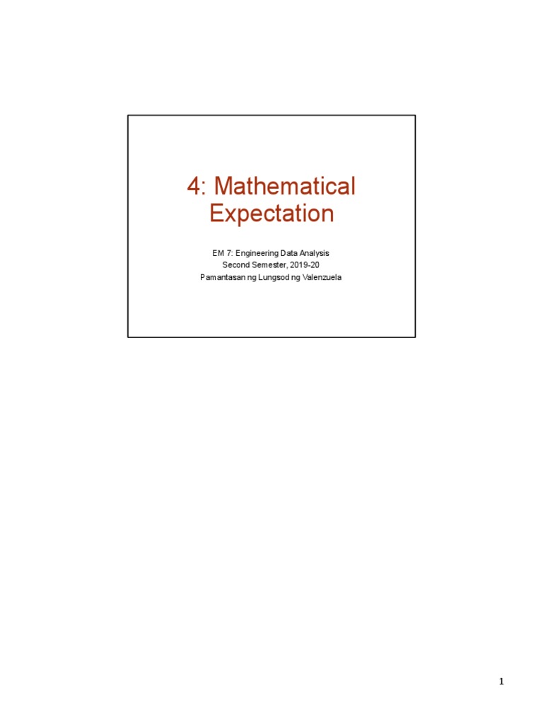 4 - Mathematical Expectations | PDF | Variance | Probability Distribution