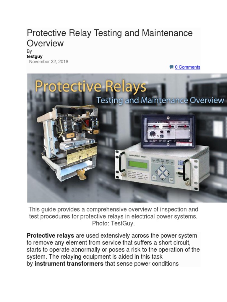 EDOC - Protective Relay Testing and Maintenance Overview | PDF | Relay ...
