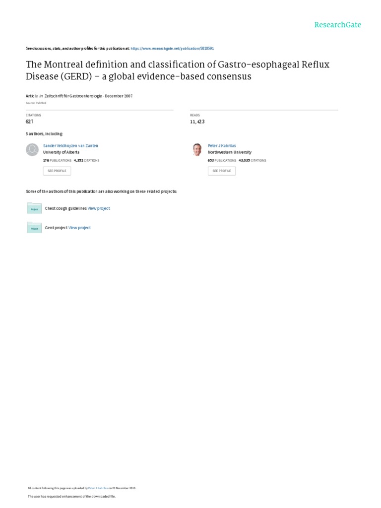 The Montreal Definition and Classification of GERD | PDF | Heartburn ...