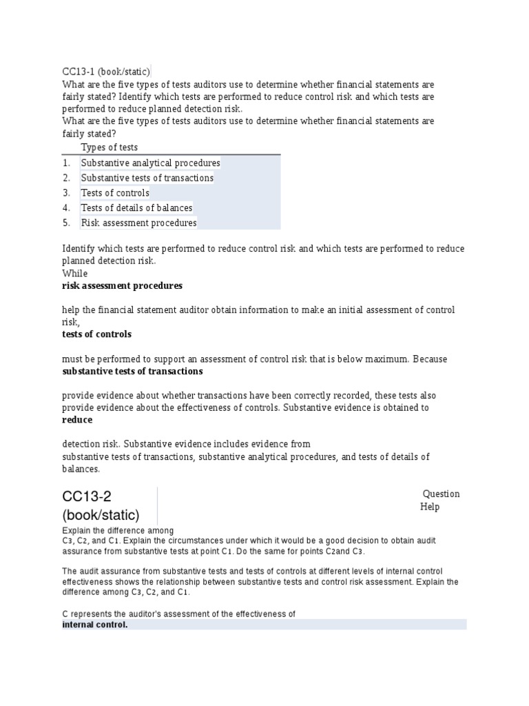 CC13 2 (Book/static) : Risk Assessment Procedures | PDF | Audit ...
