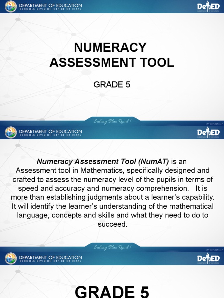 Numeracy Assessment Tool: Grade 5 | PDF | Numbers | Mathematics