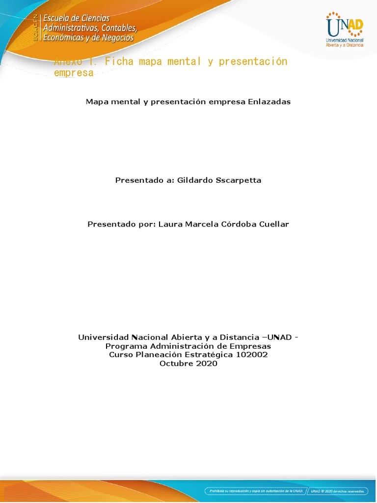 Anexo 1. Ficha Mapa Mental y Presentación Empresa Enlazadas, Presentado Por Laura Cordoba | PDF ...