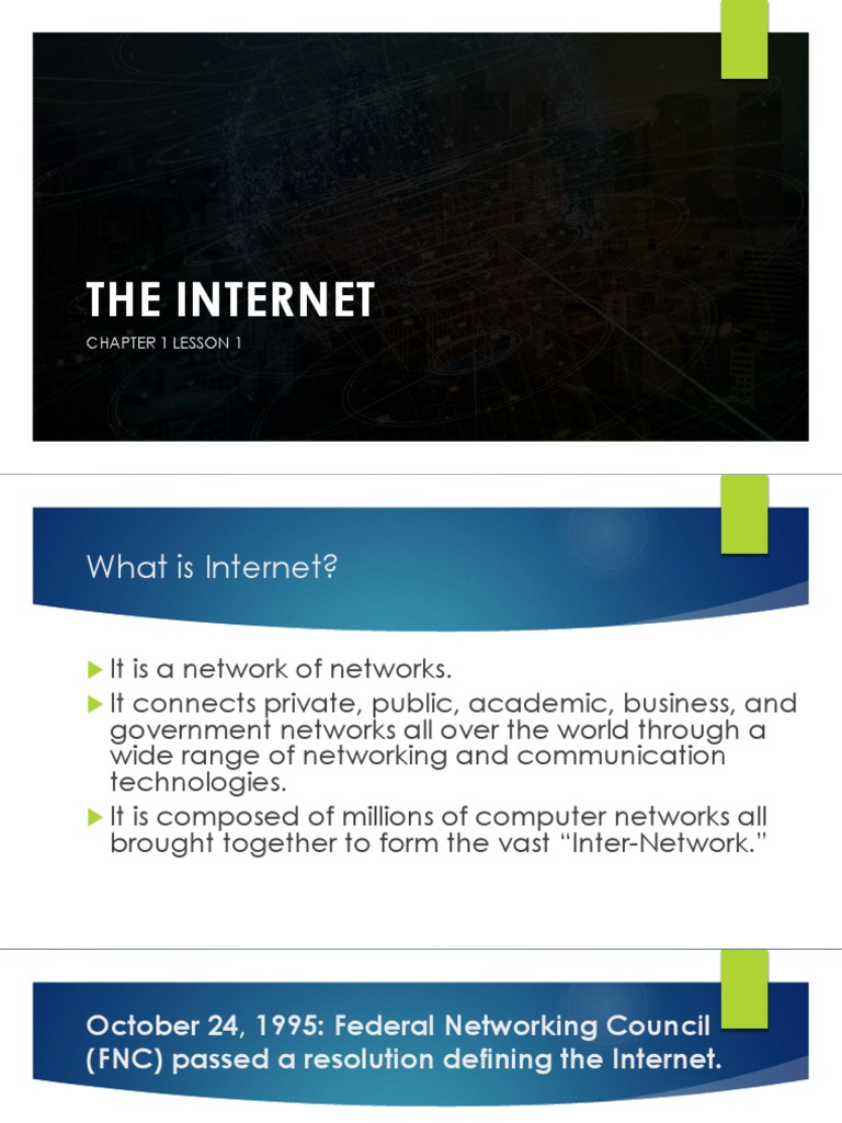 The Internet: Chapter 1 Lesson 1 | PDF | Internet | Computer Network