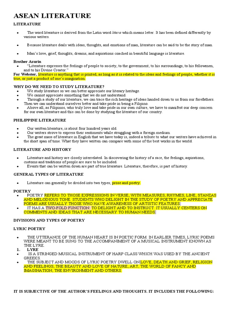 Asean Literature | PDF | Poetry | Thailand