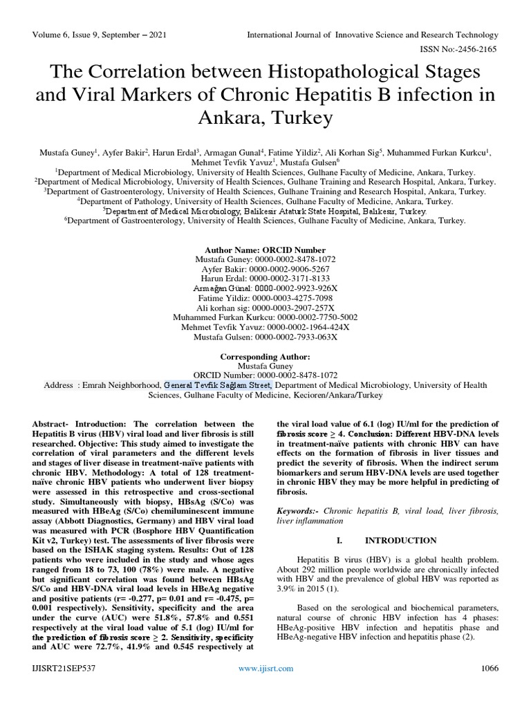 The Correlation Between Histopathological Stages and Viral Markers of ...