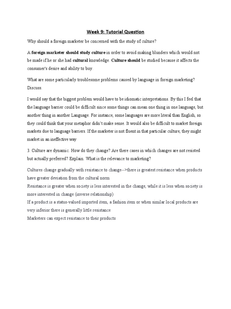 Week 9 - Tutorial Questions | PDF | Social Science