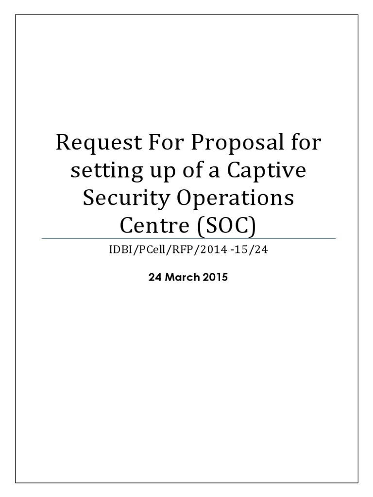 Idbi Soc RFP | PDF | Request For Proposal | Banks