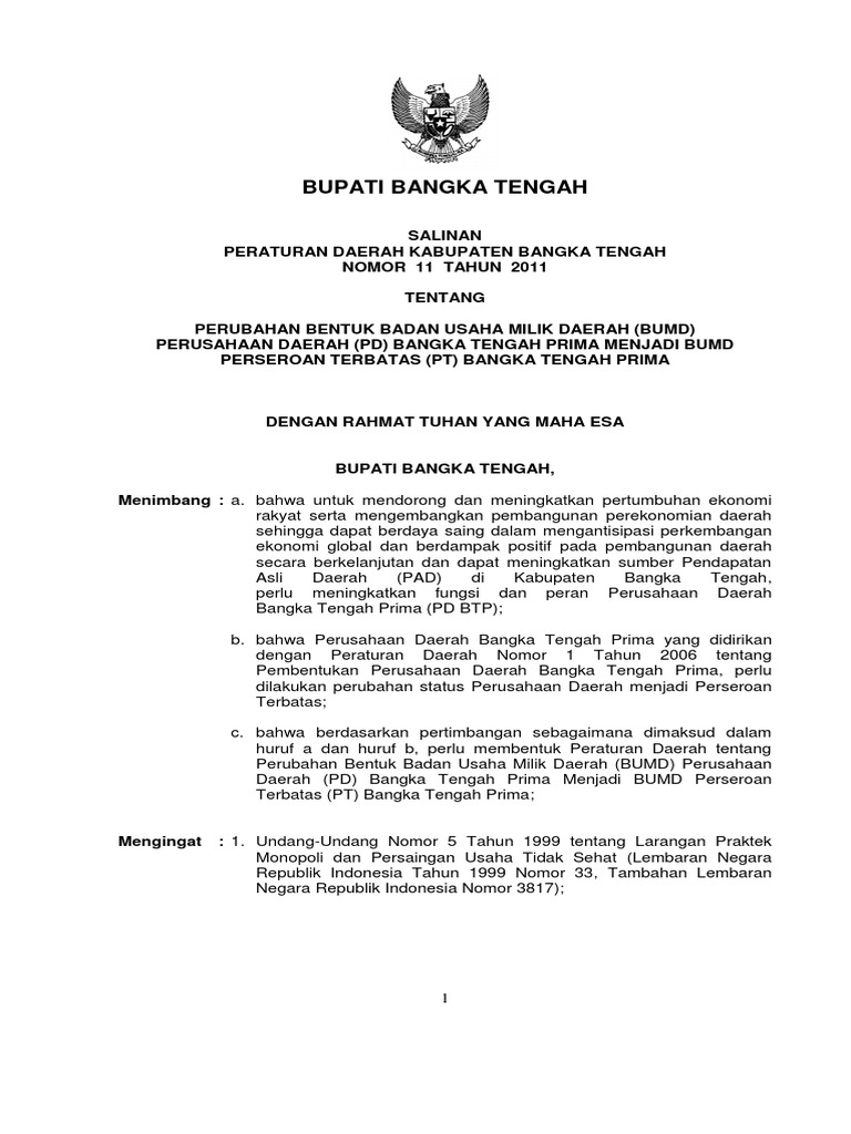 Perda - Kab - Bangka Tengah - 2011 - 11 | PDF