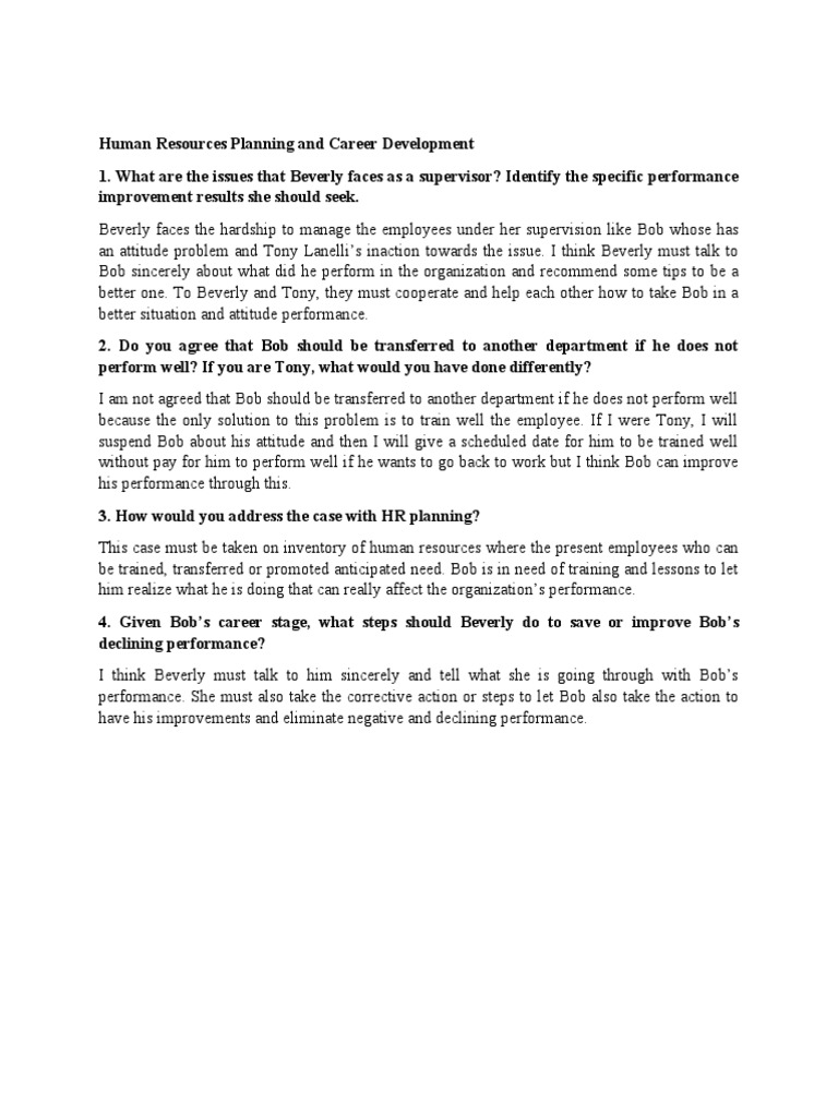 Addressing Performance Issues and Developing Employees: A Case Study of ...