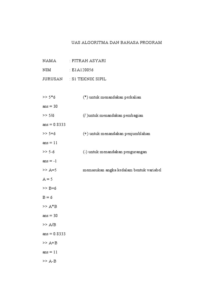 Uas Algoritma Dan Bahasa Program | PDF | Metode & Bahan Ajar