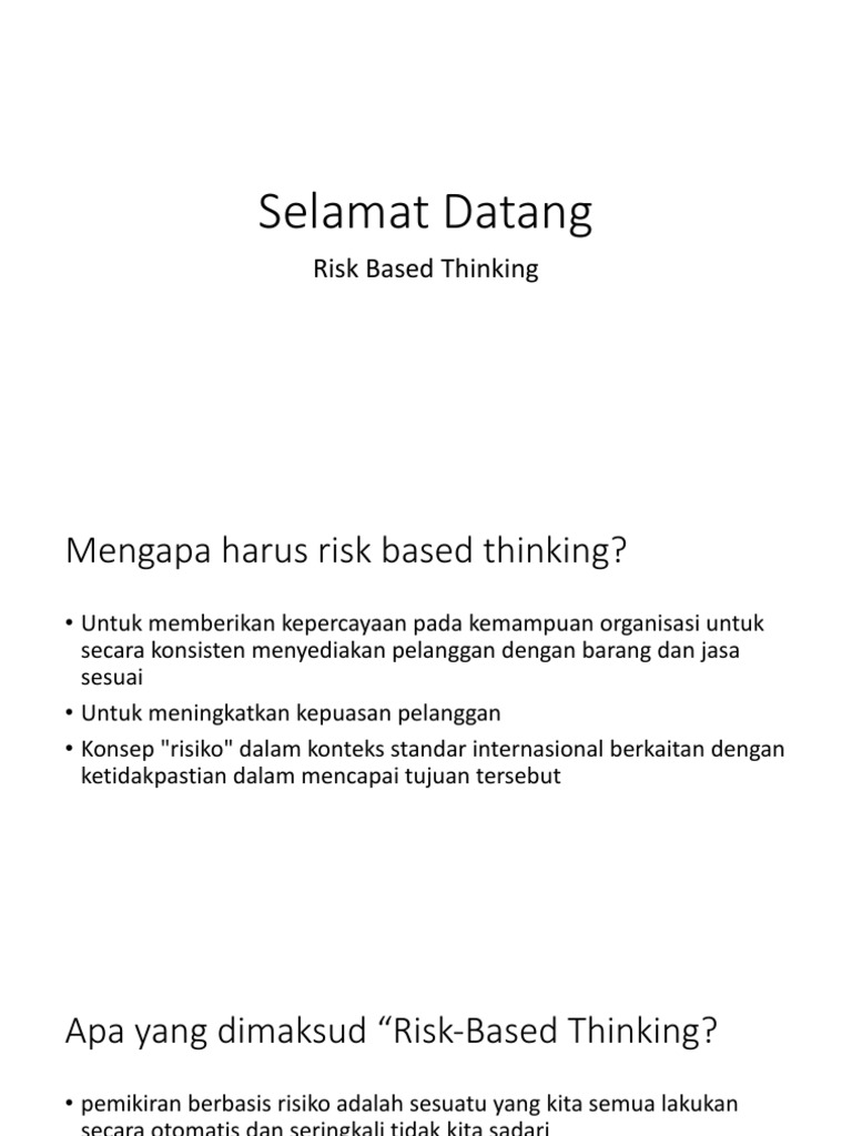 Risk Based Thinking | PDF