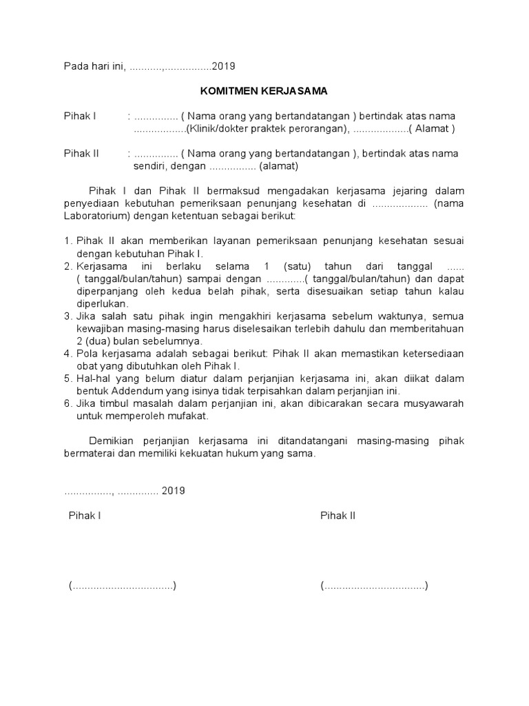 Contoh Mou Jejaring Lab | PDF