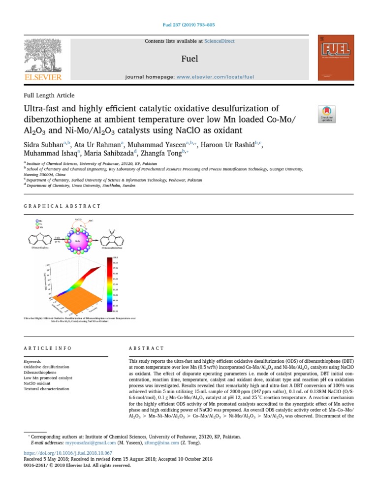Ultra-Fast and Highly Efficient Catalytic Oxidative Desulfurization of ...