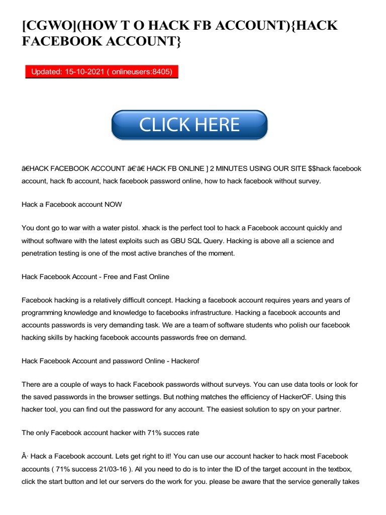 How T o Hack FB Account Hack Facebook Account Cgwo | PDF | Facebook ...