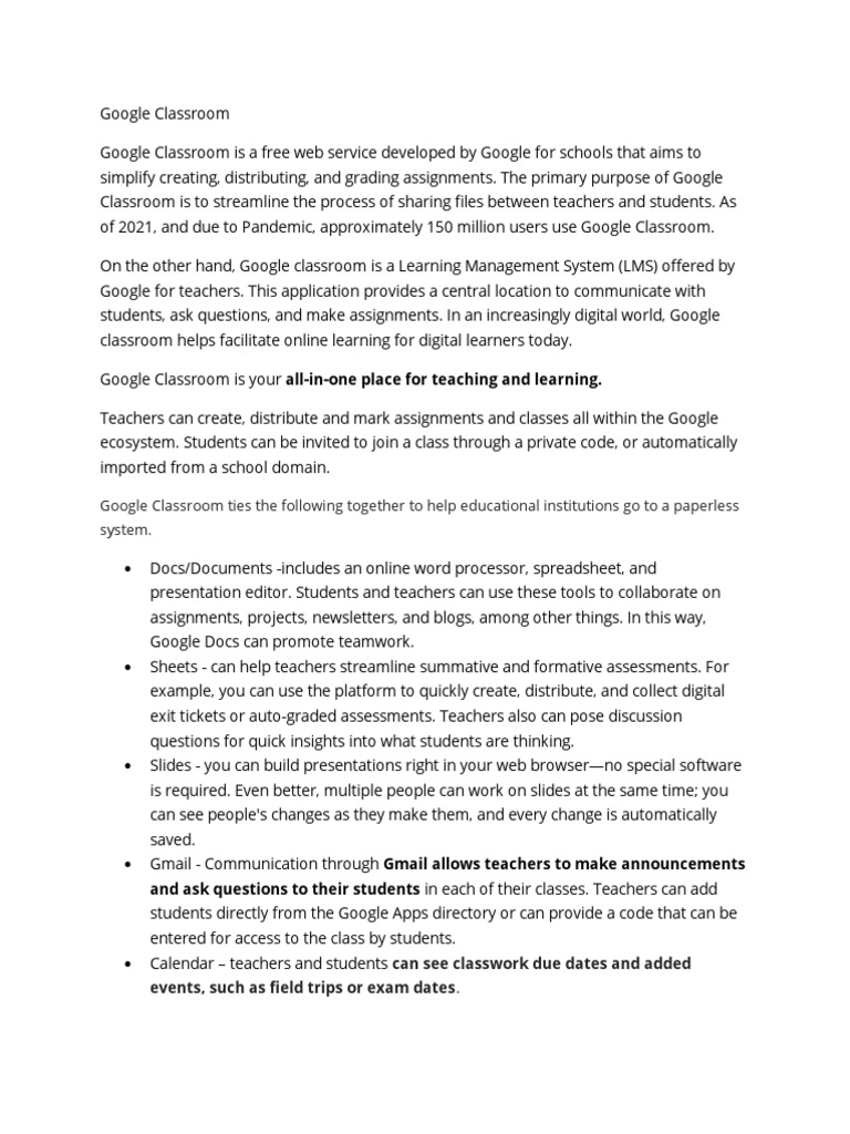 Google Classroom - Report | Download Free PDF | Communication | Software