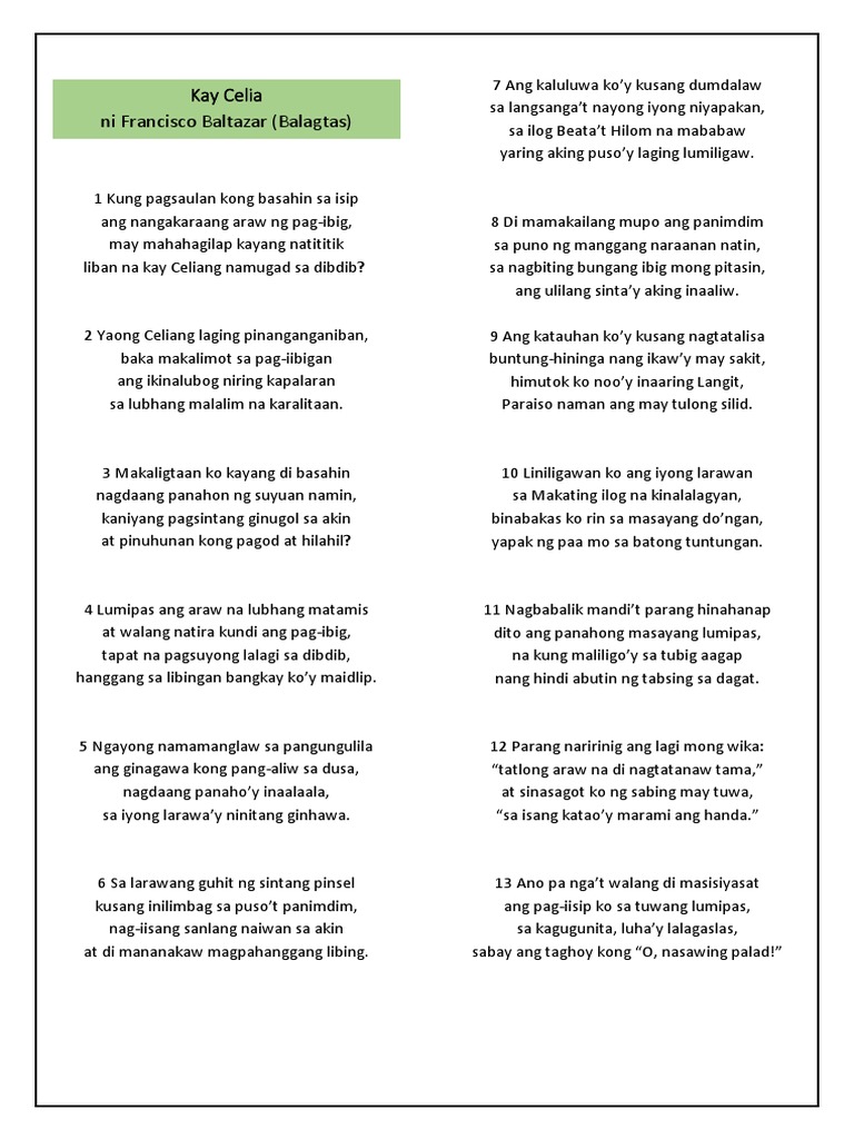 Kay Celia by Francisco Baltazar | PDF