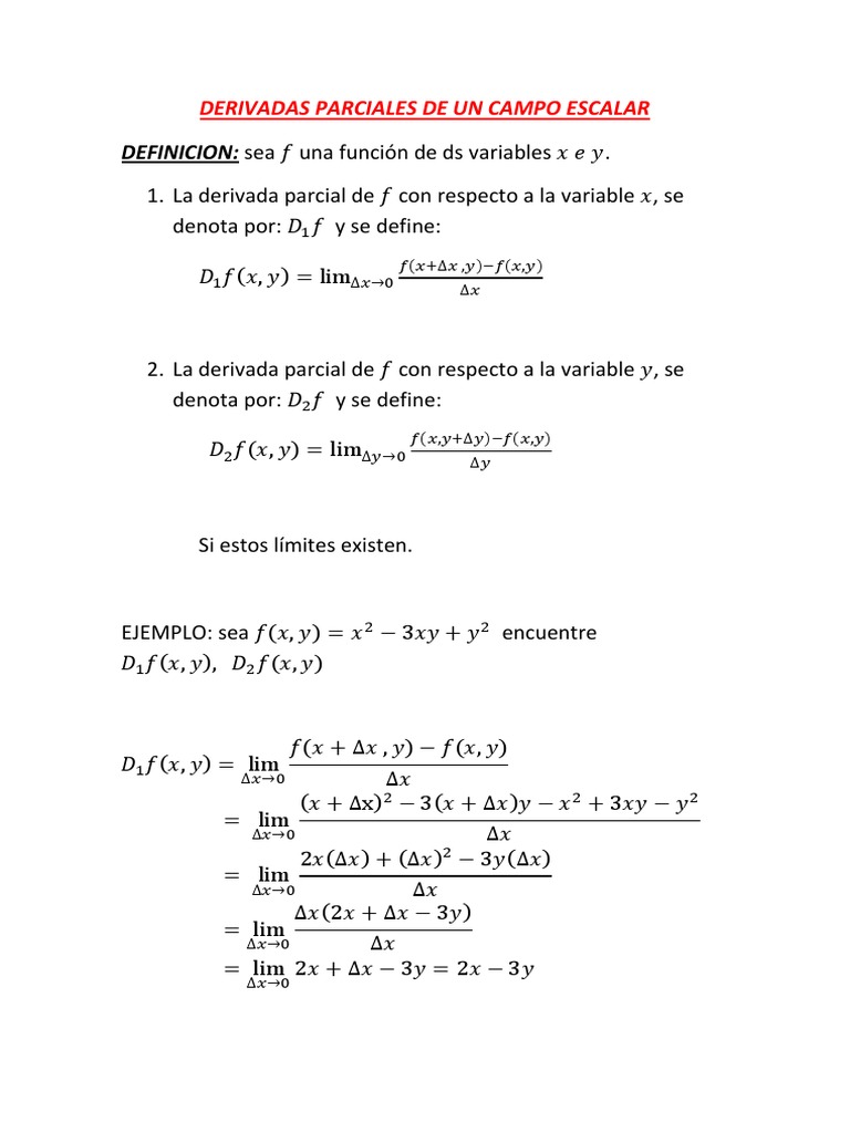 Derivadas parciales de funciones de varias variables: definiciones, ejemplos y aplicaciones ...