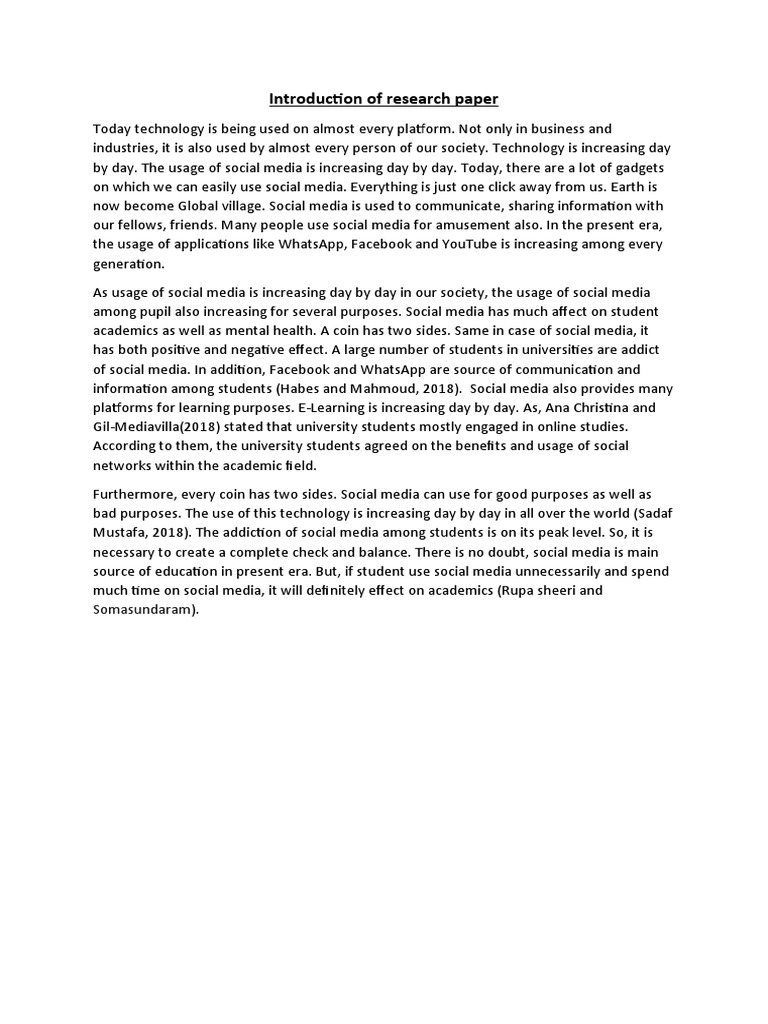 Introduction of Research Paper | PDF | Social Science