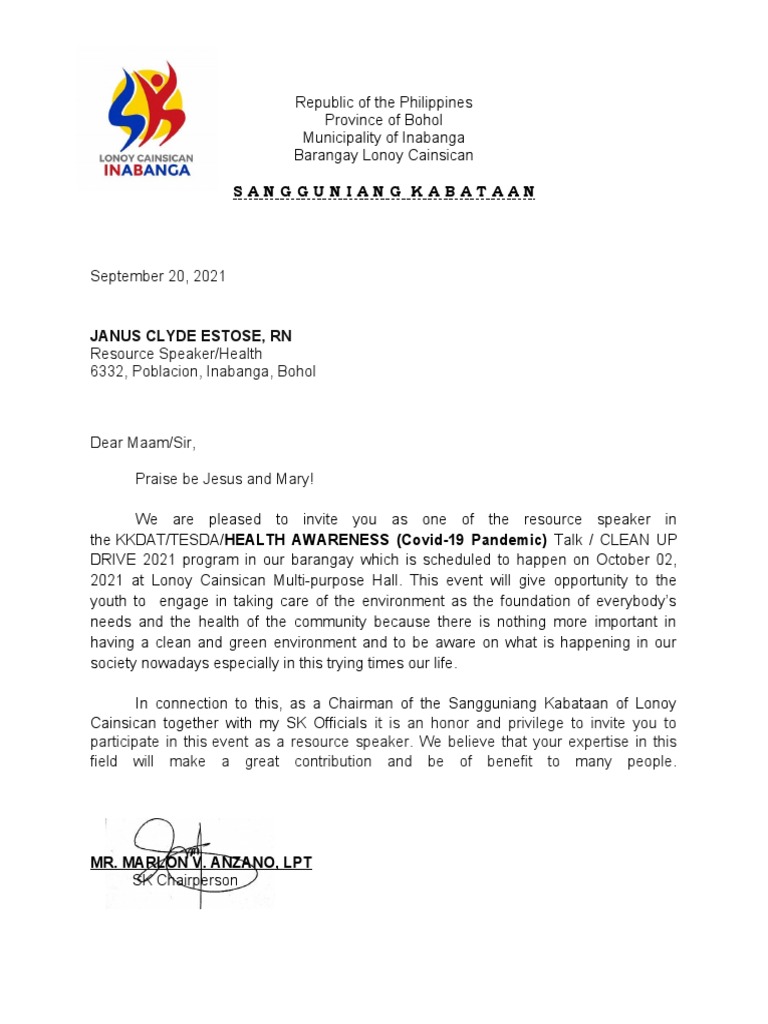 Invitation Letter Resource Speaker | PDF | Local Government | Policy