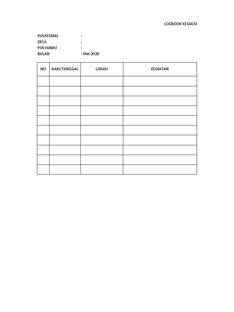 Logbook Kegiatan Kader | PDF