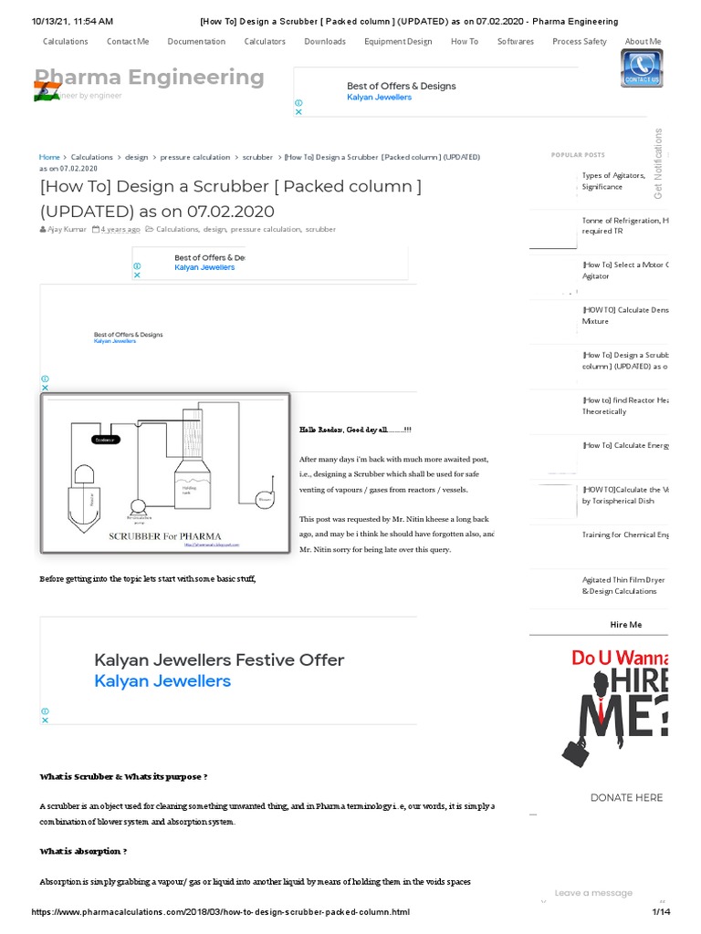Design A Scrubber (Packed Column) | PDF | Mole (Unit) | Gases