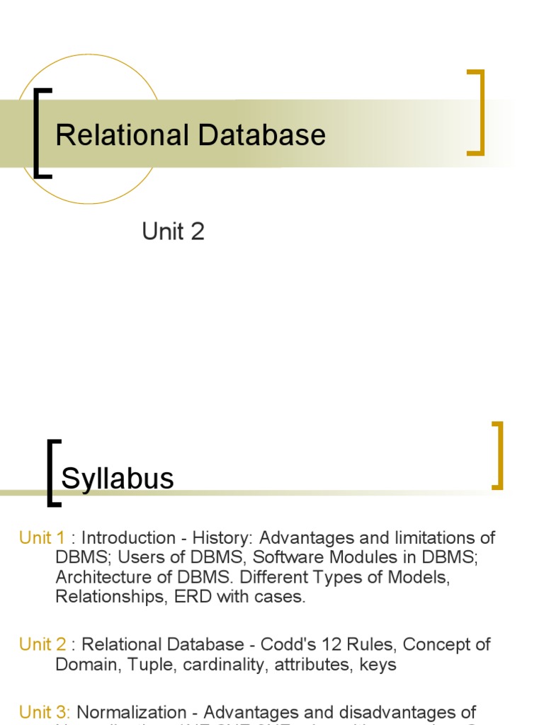 Database Technologies Unit2 | PDF | Relational Database | Databases