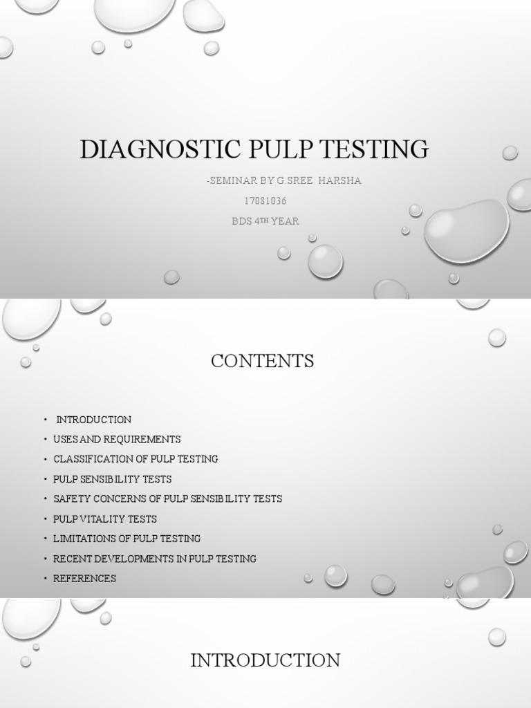 Diagnostic Pulp Testing Methods | PDF | Mouth | Dentistry
