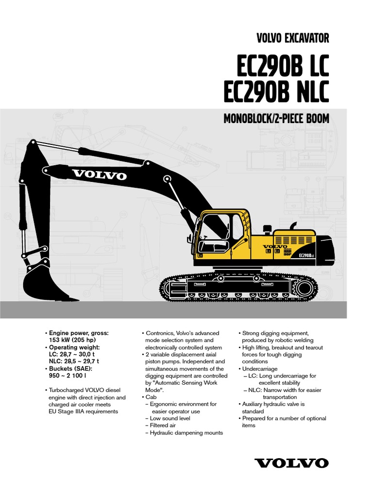 EC290B LC Ec290B NLC: Volvo Excavator | PDF | Horsepower | Engines