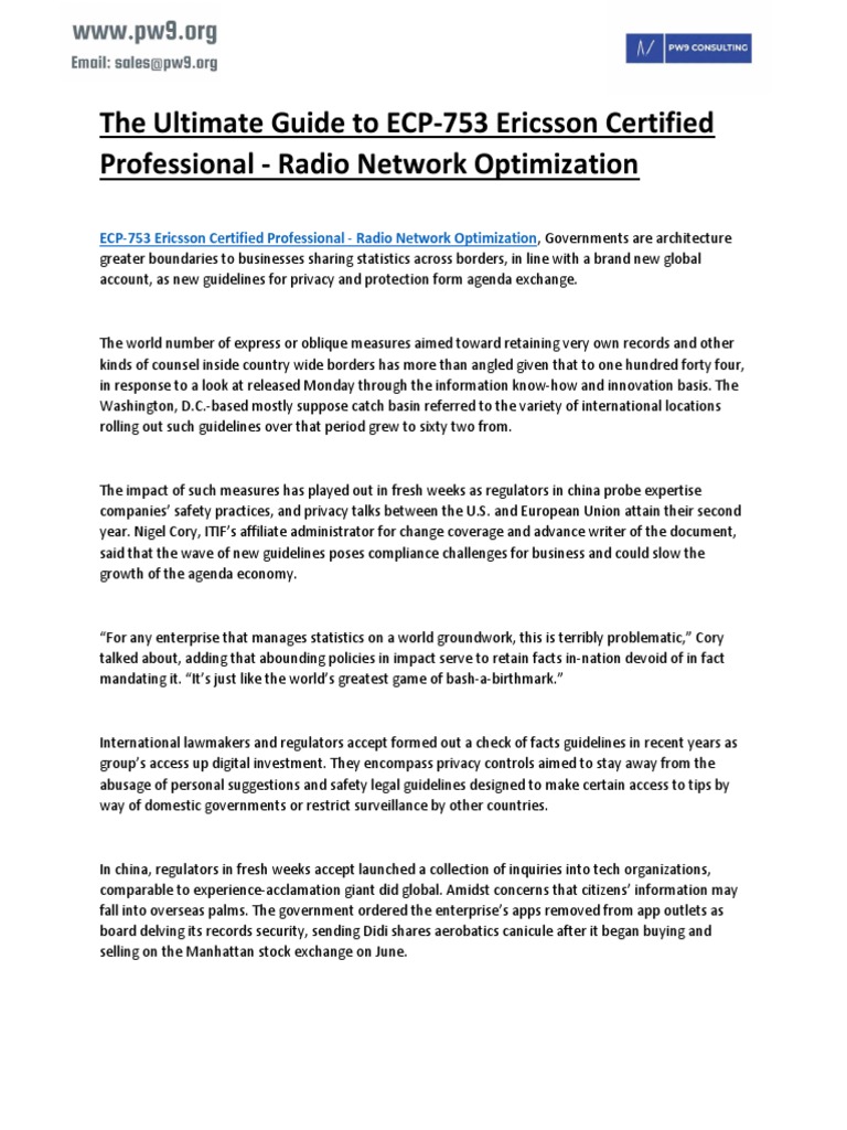 The Ultimate Guide To ECP-753 Ericsson Certified Professional - Radio Network Optimization | PDF ...