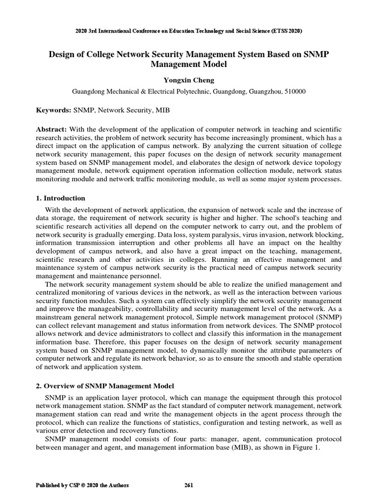 Design of College Network Security Management System Based On SNMP Management Model | PDF ...