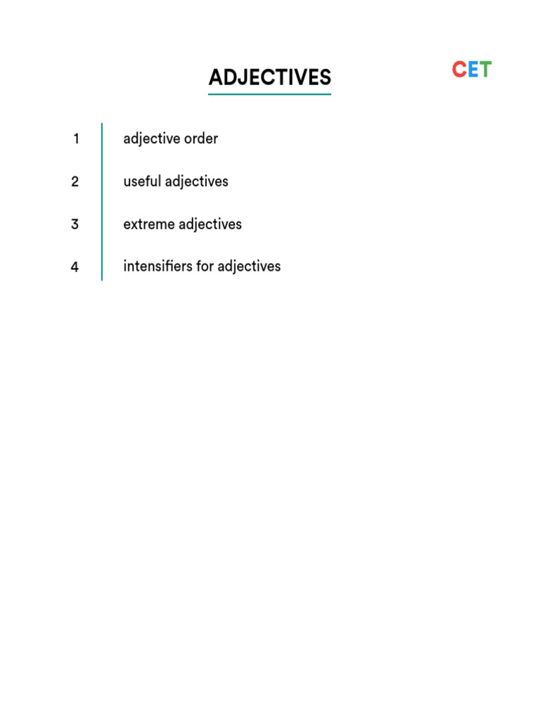 Adjectives With Cork English Teacher PDF