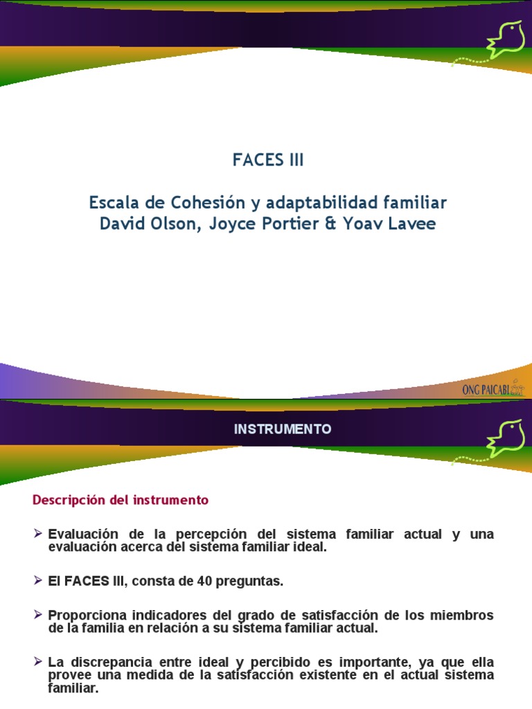 FACES III Escala de Cohesión y Adaptabilidad Familiar | PDF