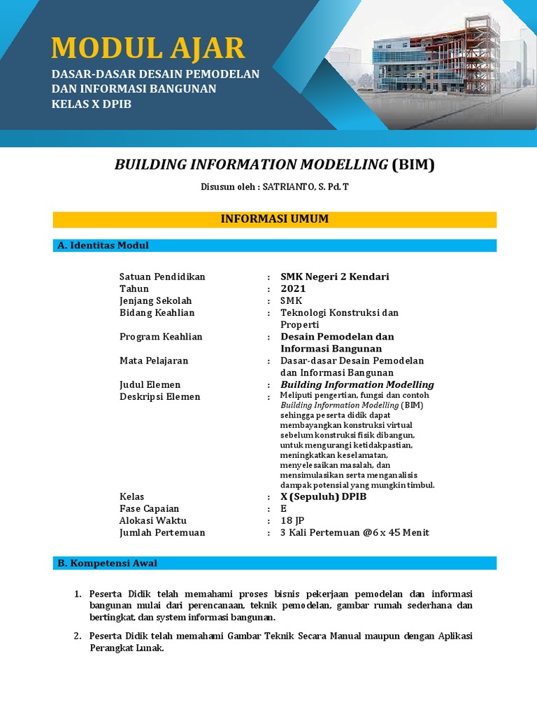 Modul Ajar: Building Information Modelling (Bim) | PDF