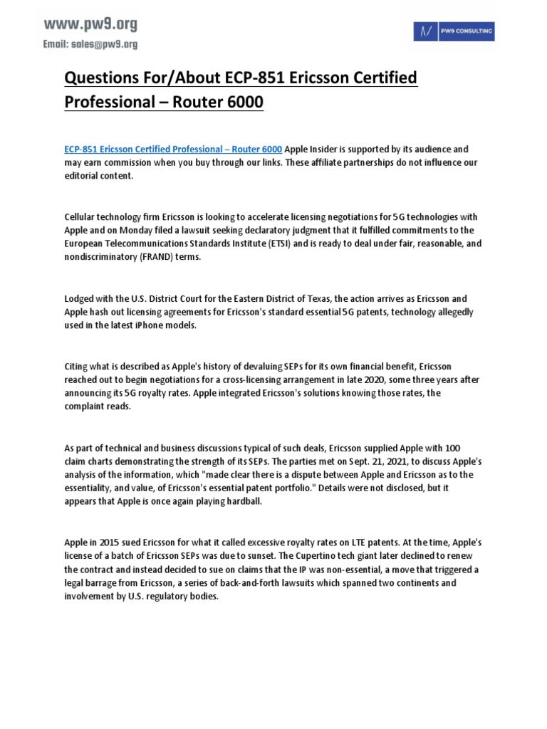 Questions For/About ECP-851 Ericsson Certified Professional - Router ...