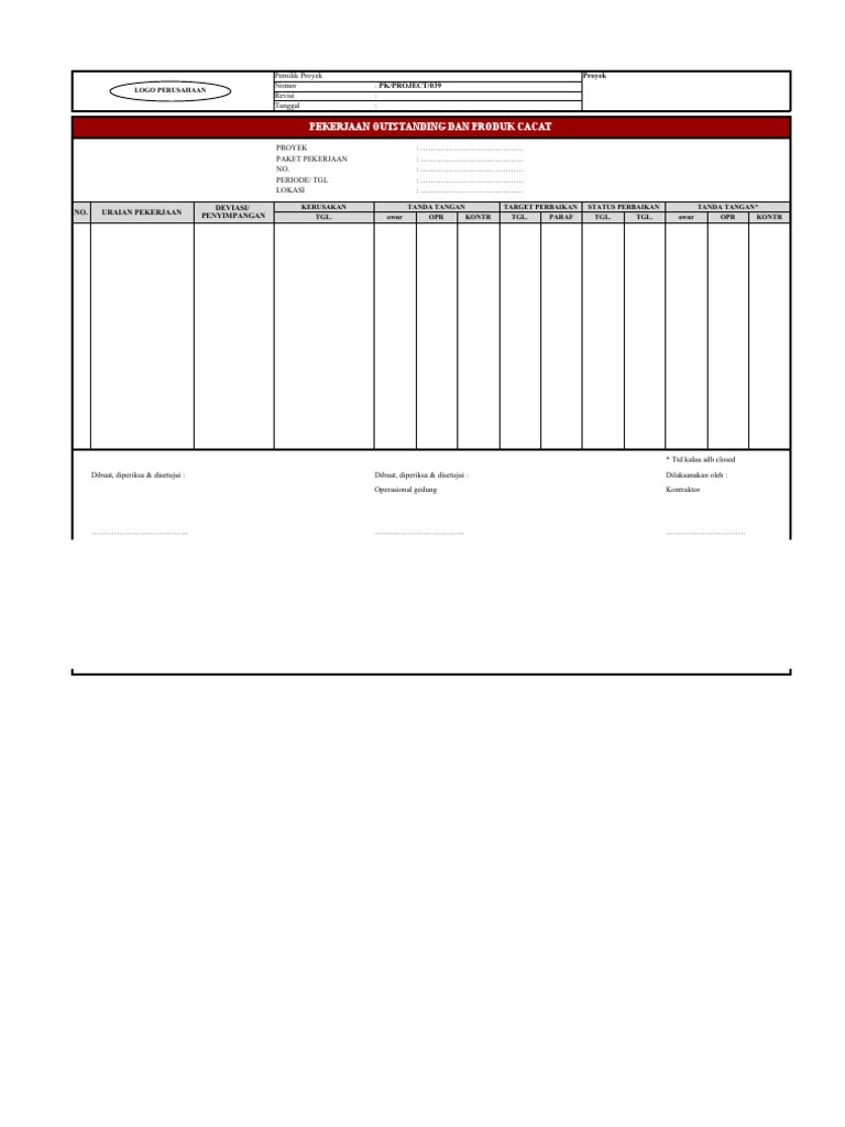 Pekerjaan Outstanding Dan Produk Cacat | PDF