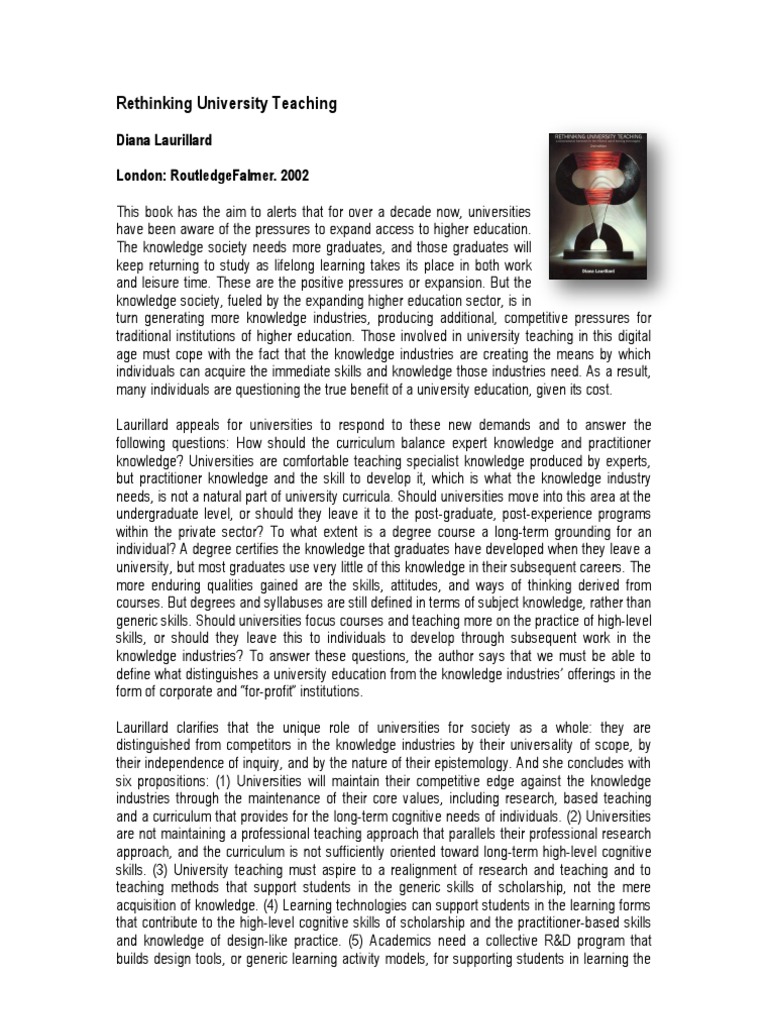 Rethinking University Teaching | PDF | University | Curriculum