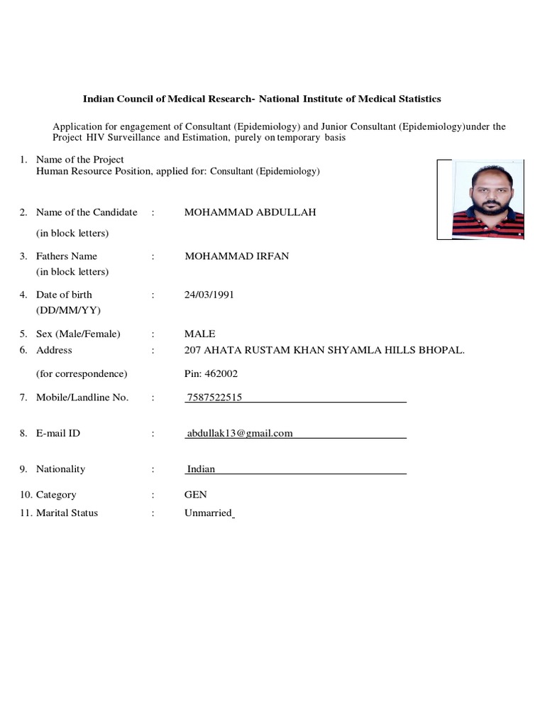 Application Form NIMS | PDF | Public Health | Medicine