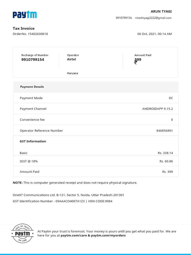 Paytm Invoice | PDF