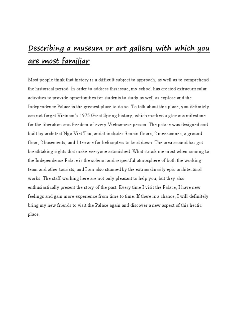 Describing A Museum or Art Gallery With Which You Are Most Familiar | PDF
