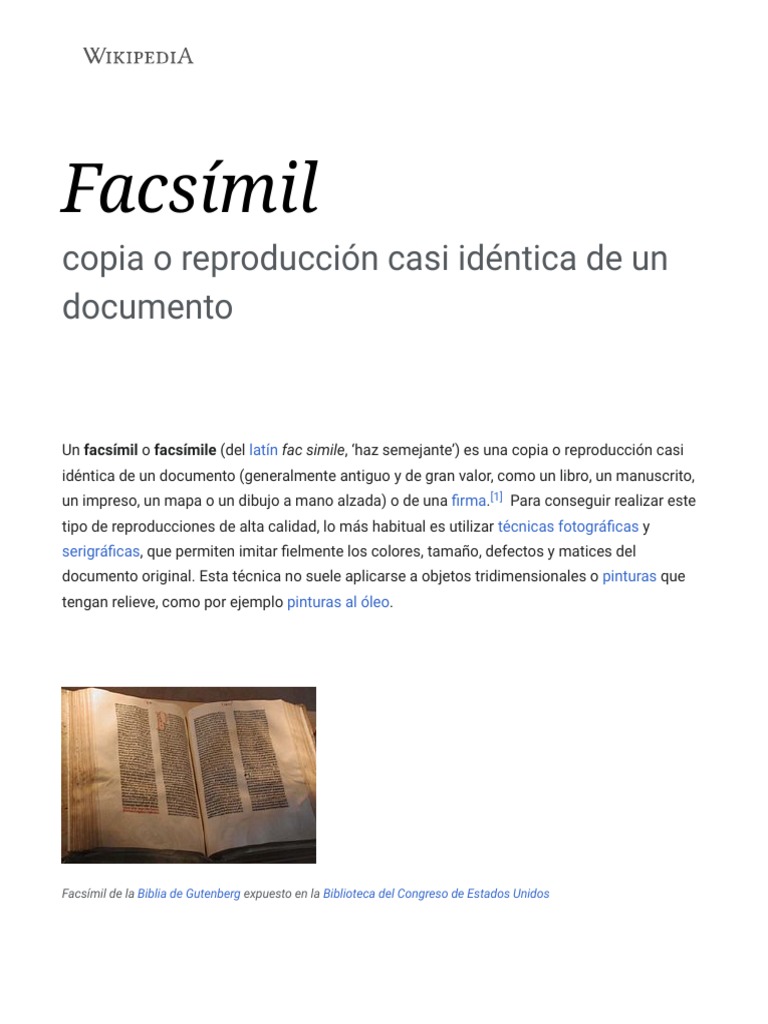 Facsímil - Wikipedia, La Enciclopedia Libre | PDF | Diseño gráfico ...