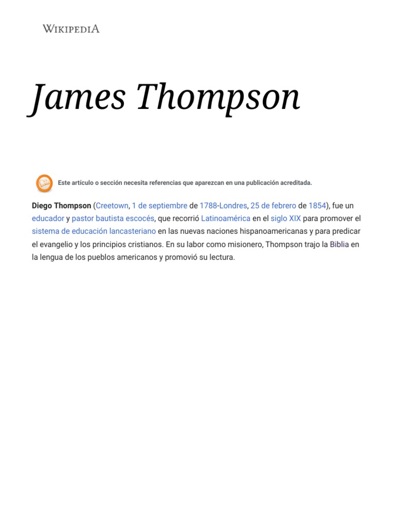 James Thompson - Wikipedia, La Enciclopedia Libre | PDF