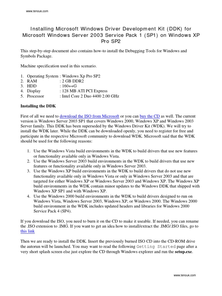 Windows Driver Development Kit | PDF | Windows Xp | Microsoft Windows