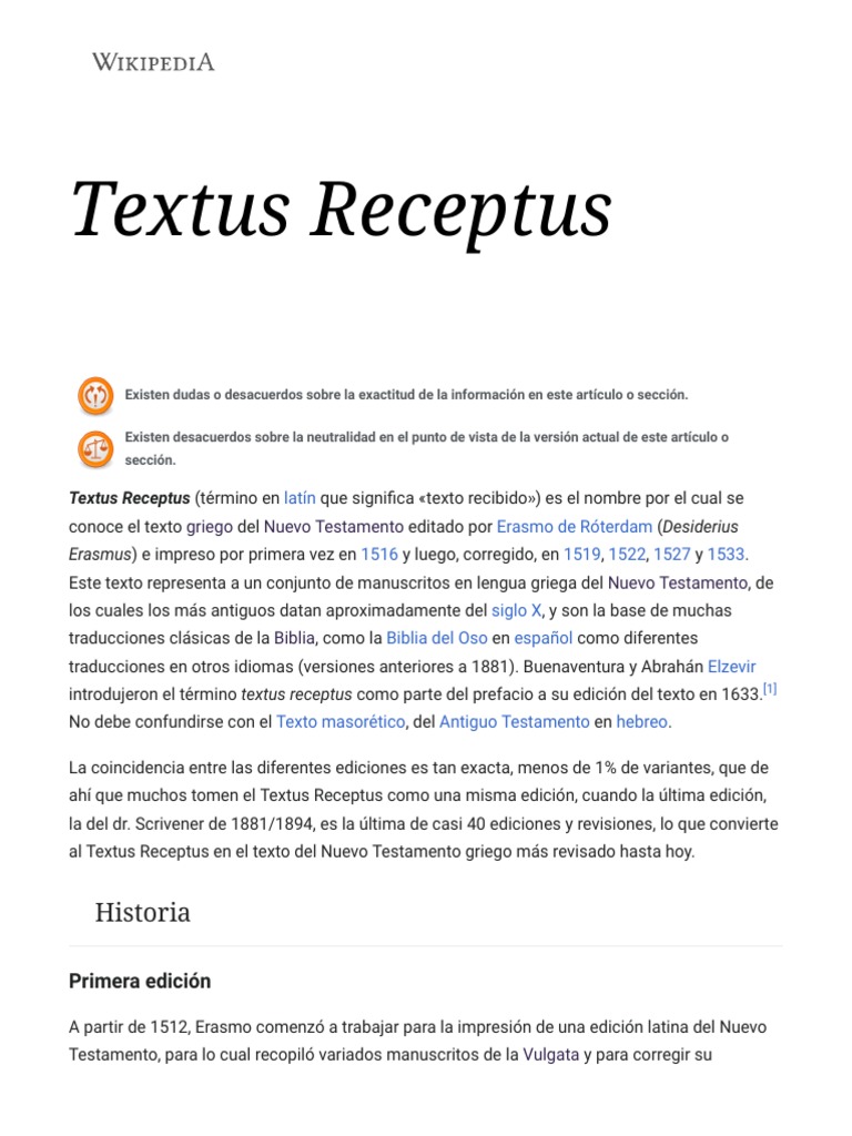Historia del Textus Receptus | PDF | Hermenéutica | Crítica