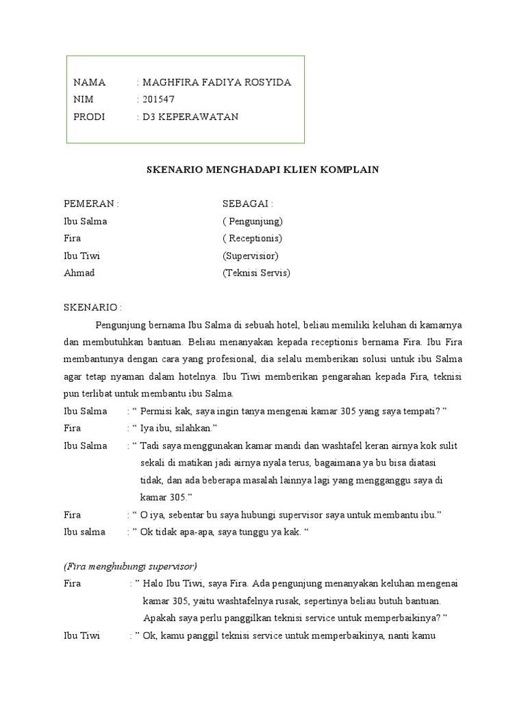 Skenario Menghadapi Klien Komplain | PDF