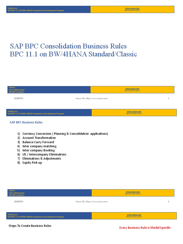 SAP BPC Consolidation Business Rules BPC 11.1 On BW/4HANA Standard/Classic | PDF | Exchange Rate ...