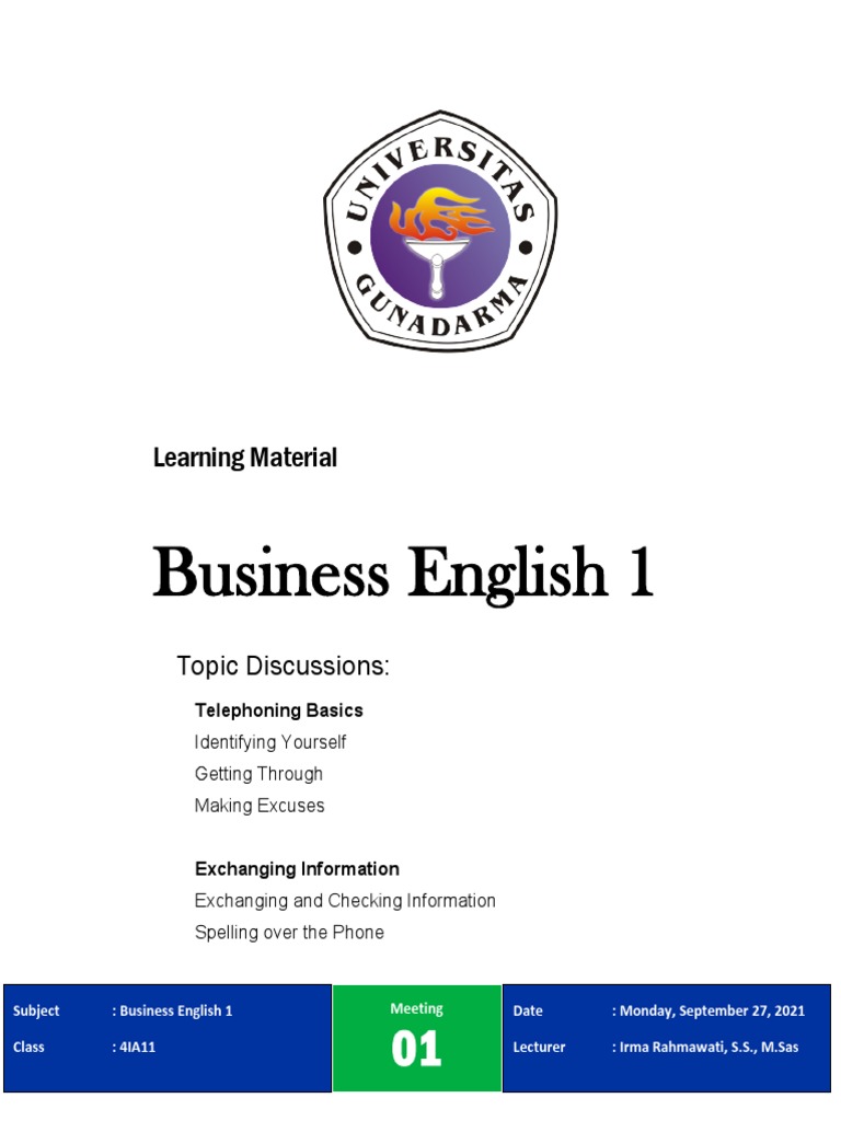 Module 1 - Business English 1 - Telephoning | PDF | Communication ...