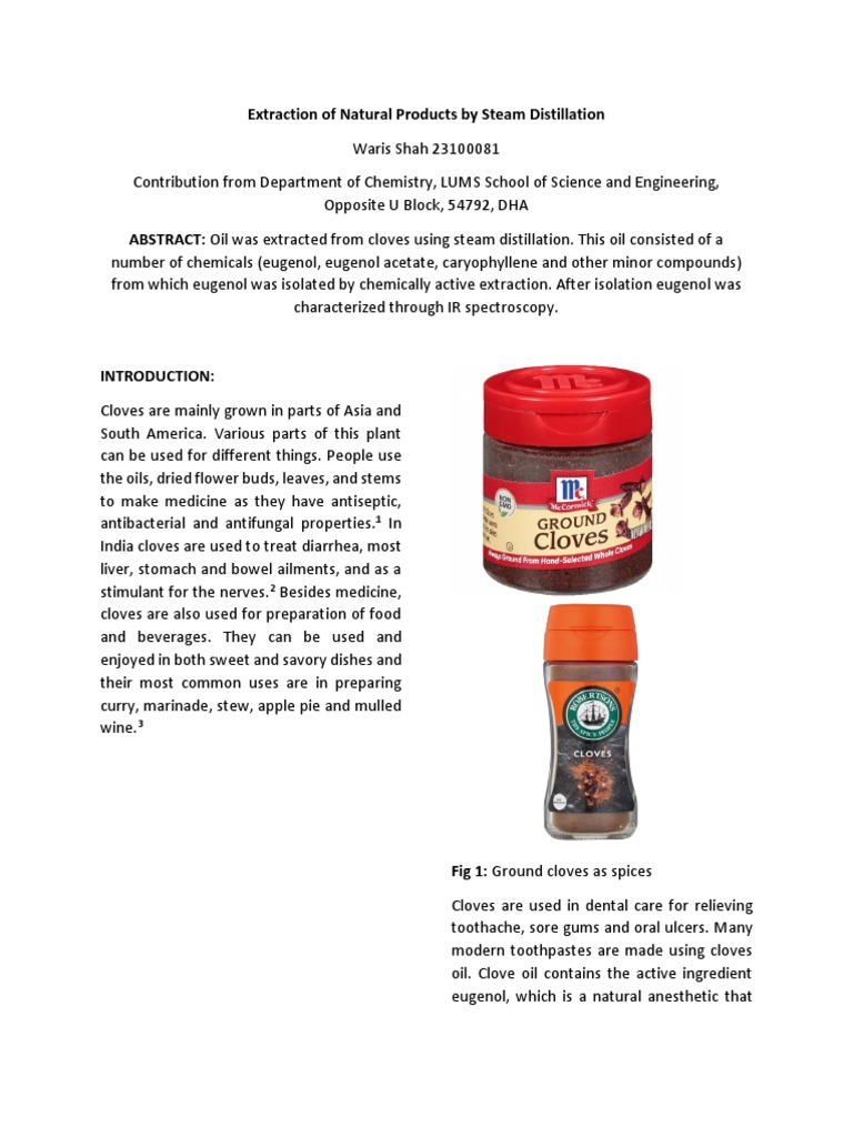 Extraction of Natural Products by Steam Distillation | PDF | Clove ...